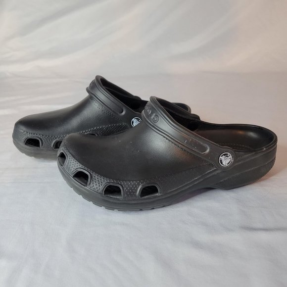 CROCS | Shoes | Crocs Classic No Holes Solid Black Comfort Rubber Clogs ...